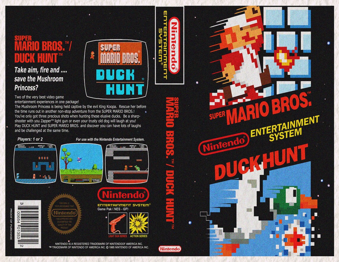 Super Mario Bros Retro Nintendo NES Video Game Box Art Reproduction ...