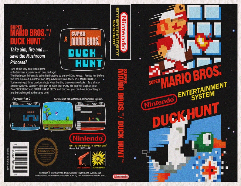 Super Mario Bros Retro Nintendo NES Video Game Box Art Reproduction ...