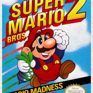 Super Mario Bros 2 Retro Nintendo NES Video Game Box Art Reproduction ...