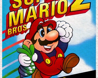Super Mario Bros 2 Retro Nintendo NES Video Game Box Art Reproduction Print Super Mario Brothers 2 Etsy