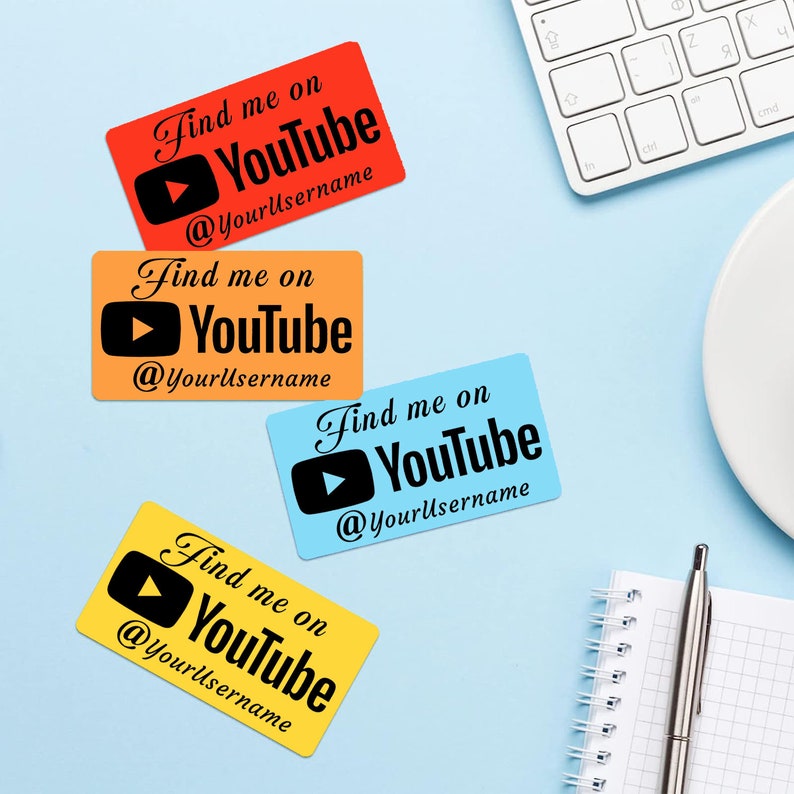 Custom Youtube User Name Stickers - 5 - 1000 Pack Laptop Wall Handle ...