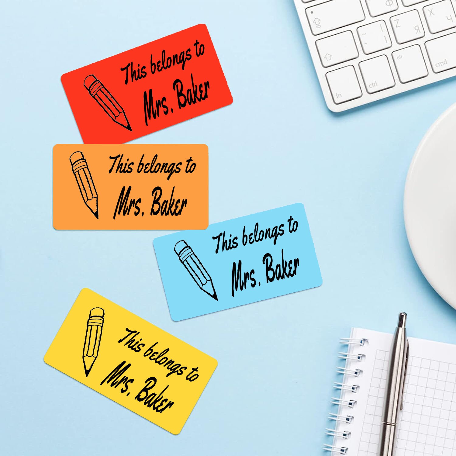 Pencil Graphic | This Belongs to Label | 5-1000 Pack Laptop School Book ...