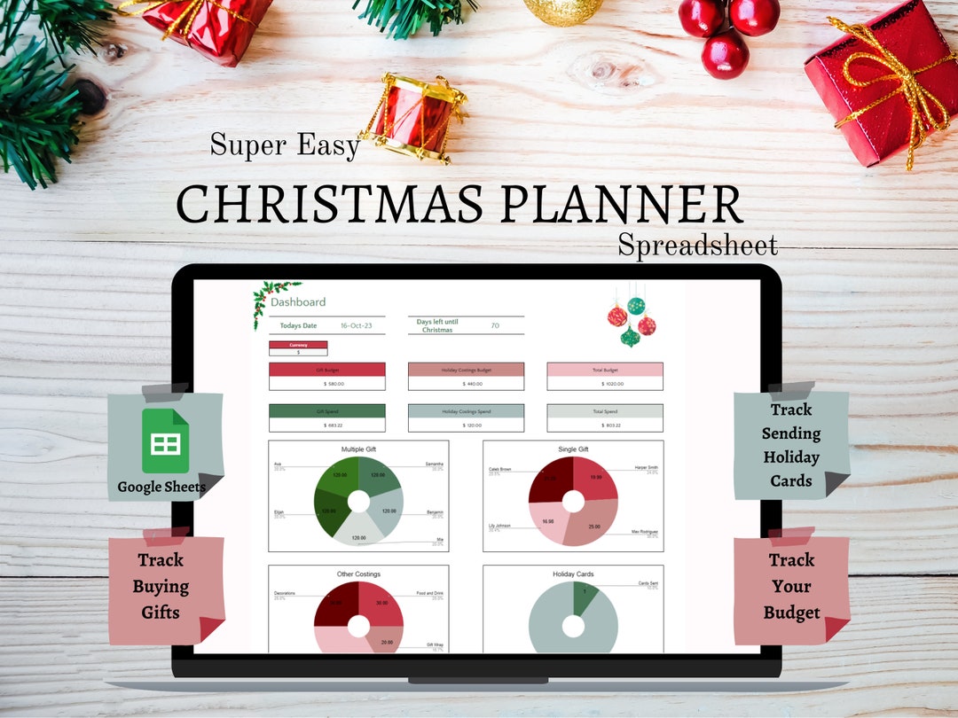 Christmas Planner Budget Spreadsheet. Christmas Budget. Holiday Planner ...