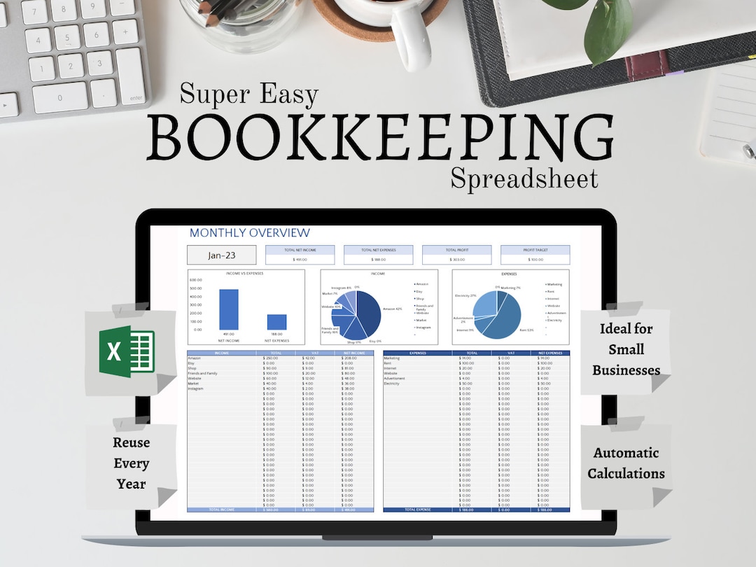 Bookkeeping Template for Small Business | Microsoft Excel | Income ...