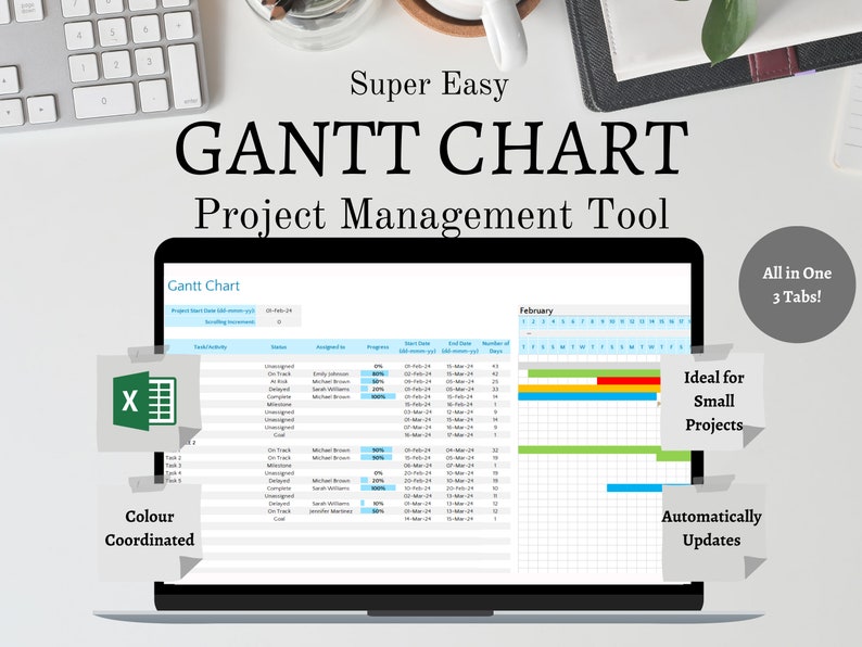 Gantt Chart Project Tracker: Excel Project Management Tool - Etsy