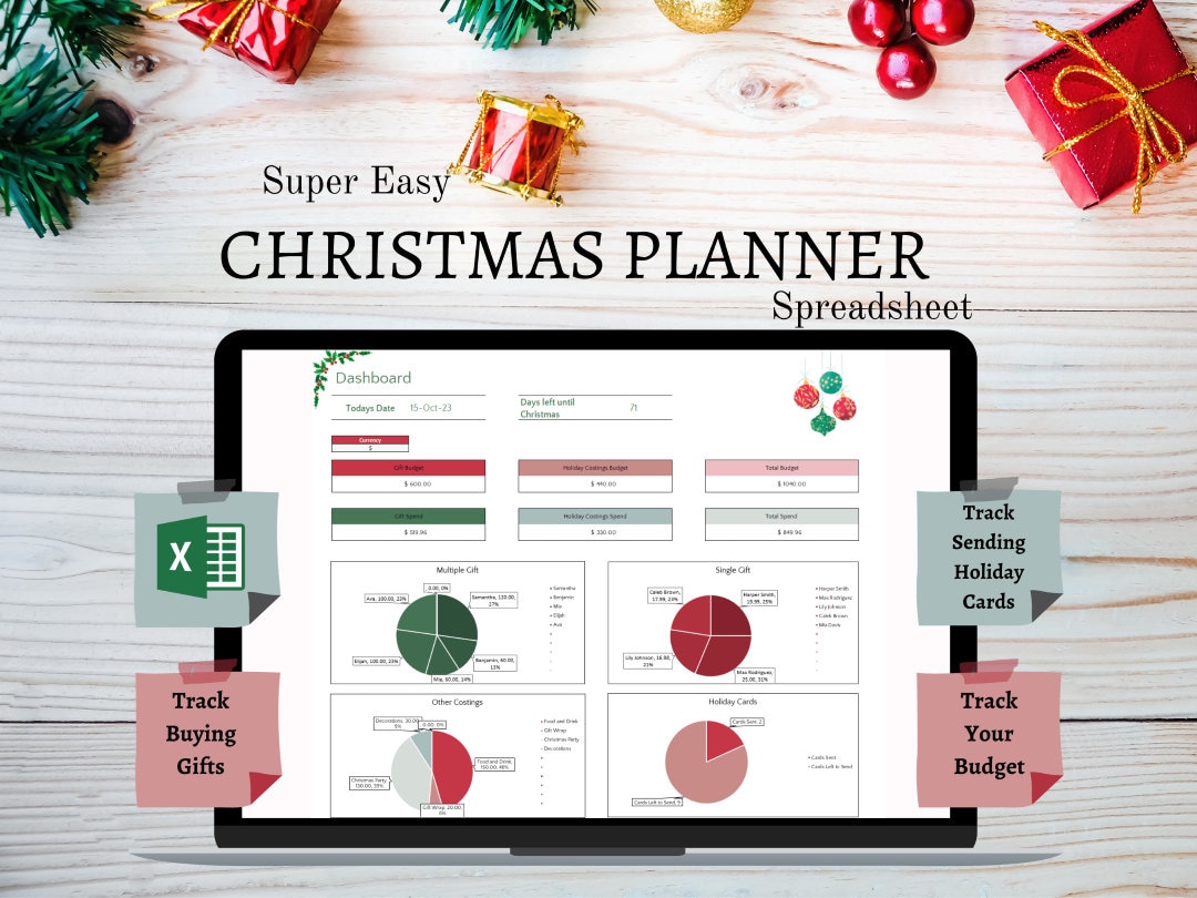 Christmas Planner Budget Spreadsheet. Christmas Budget. Holiday Planner ...
