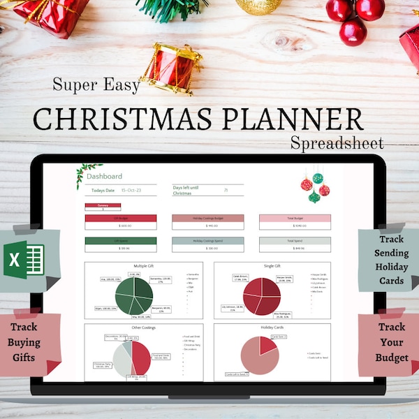 Christmas Gift Tracker for Excel & Google Sheets, Christmas Planner ...