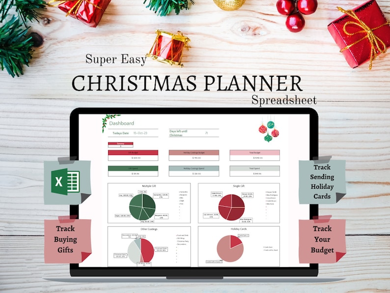Christmas Planner Budget Spreadsheet. Christmas Budget. Holiday Planner ...