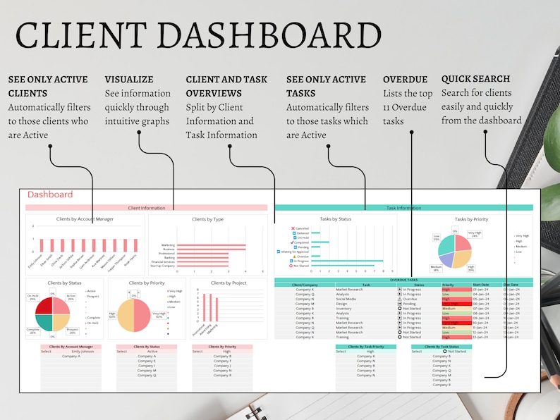 Client Tracker & Management for Small Business. CRM Task Tracker ...