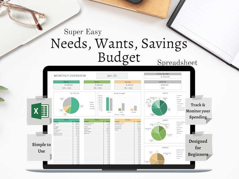50/30/20 Budget Spreadsheet: Annual Excel Template - Etsy