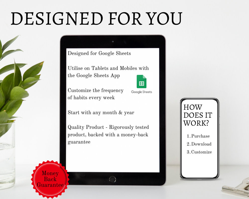 Habit Tracker Spreadsheet Template. Google Sheets. Daily, Weekly ...