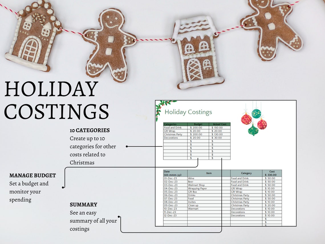 Christmas Planner Budget Spreadsheet. Christmas Budget. Holiday Planner ...