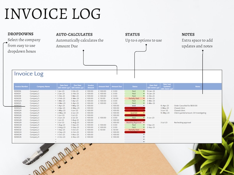 Basic Invoice Tracker Spreadsheet Template. Google Sheets. Small ...