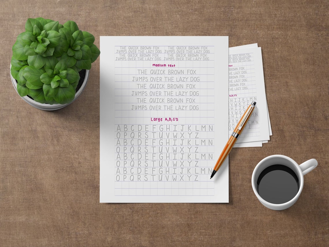 Uppercase Handwriting Template - Essynotes Style - Etsy