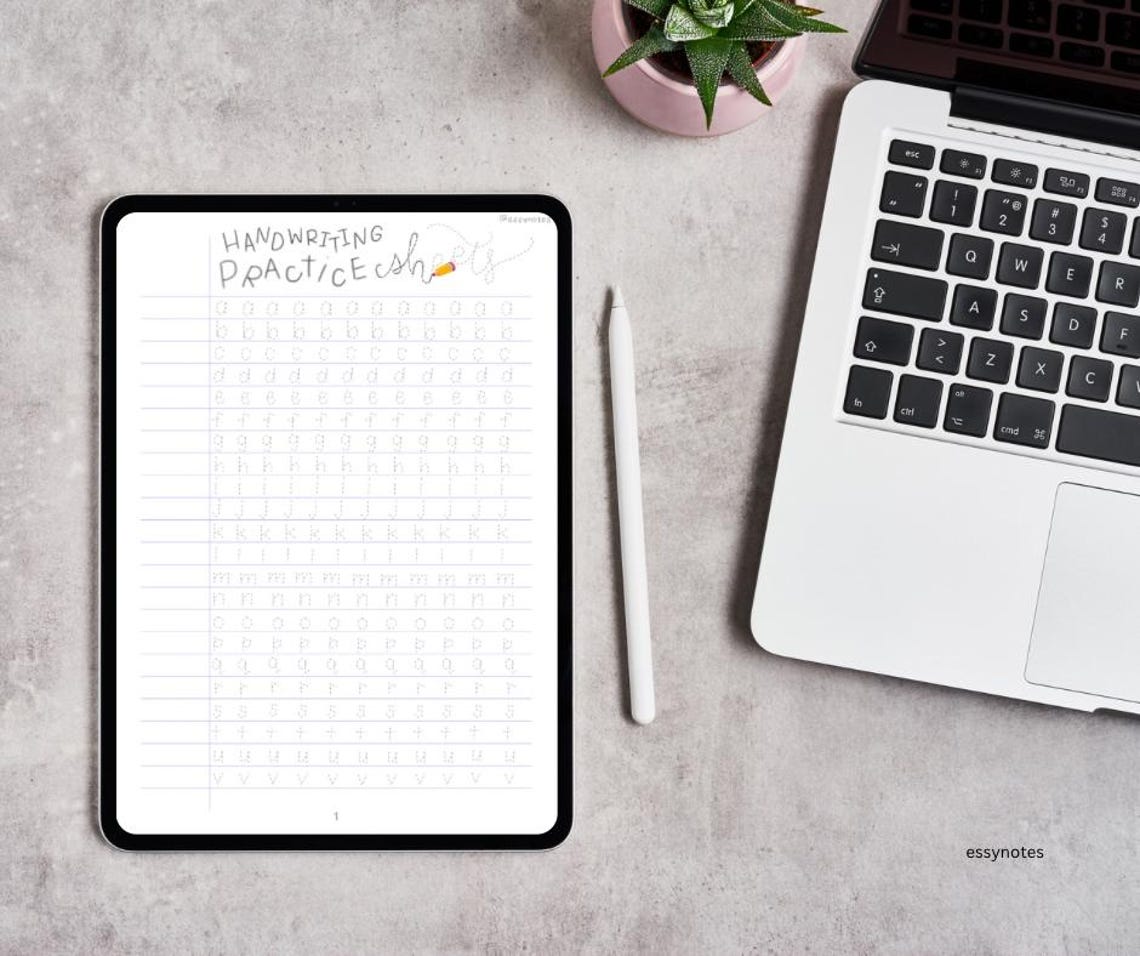 Lowercase and Uppercase Letters Handwriting Template @essynotes - Etsy