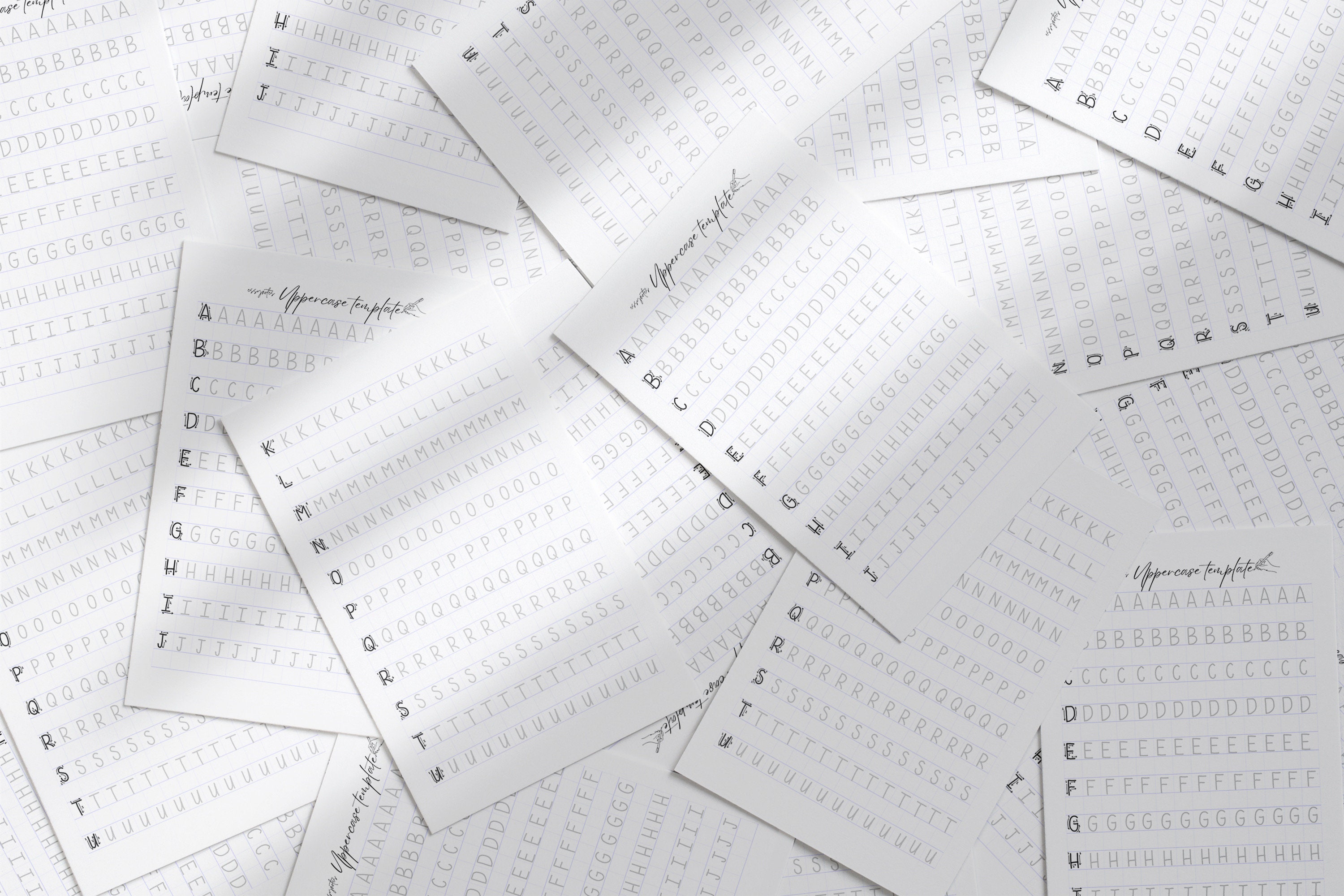 Uppercase Handwriting Template Essynotes Style - Etsy