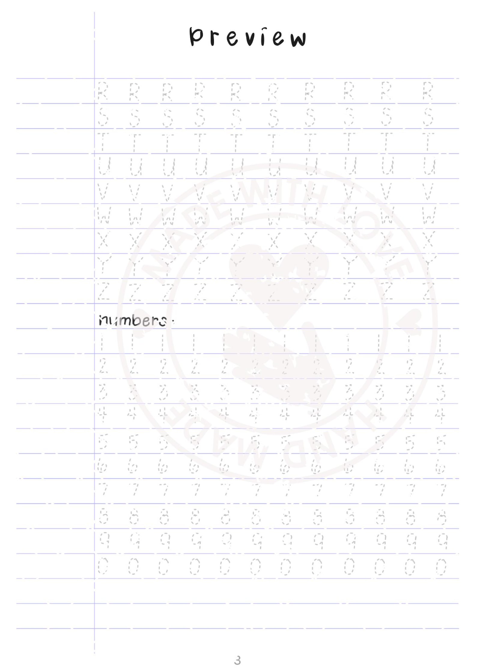 Lowercase and Uppercase Letters Handwriting Template @essynotes - Etsy