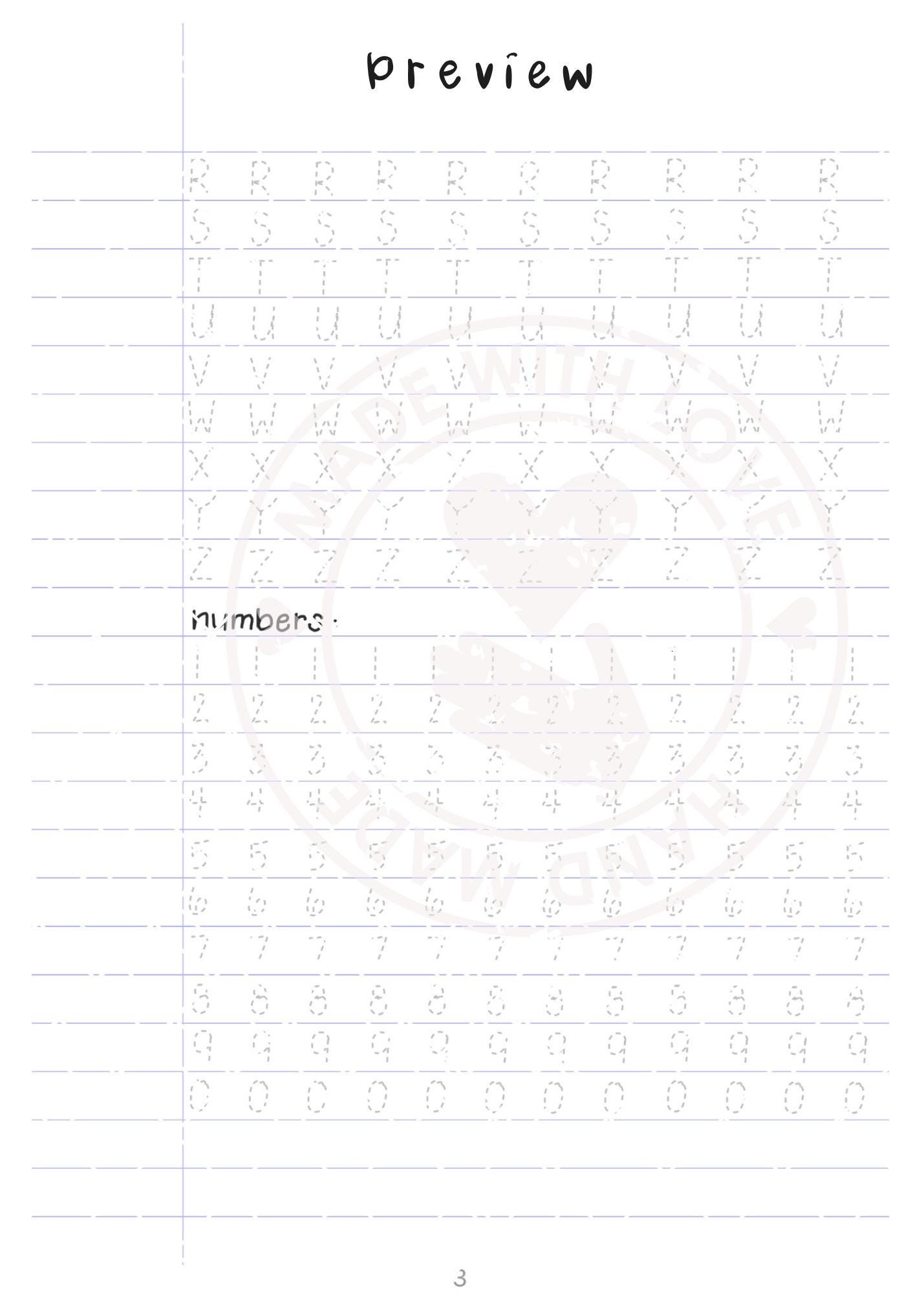 Lowercase and Uppercase Letters Handwriting Template @essynotes - Etsy