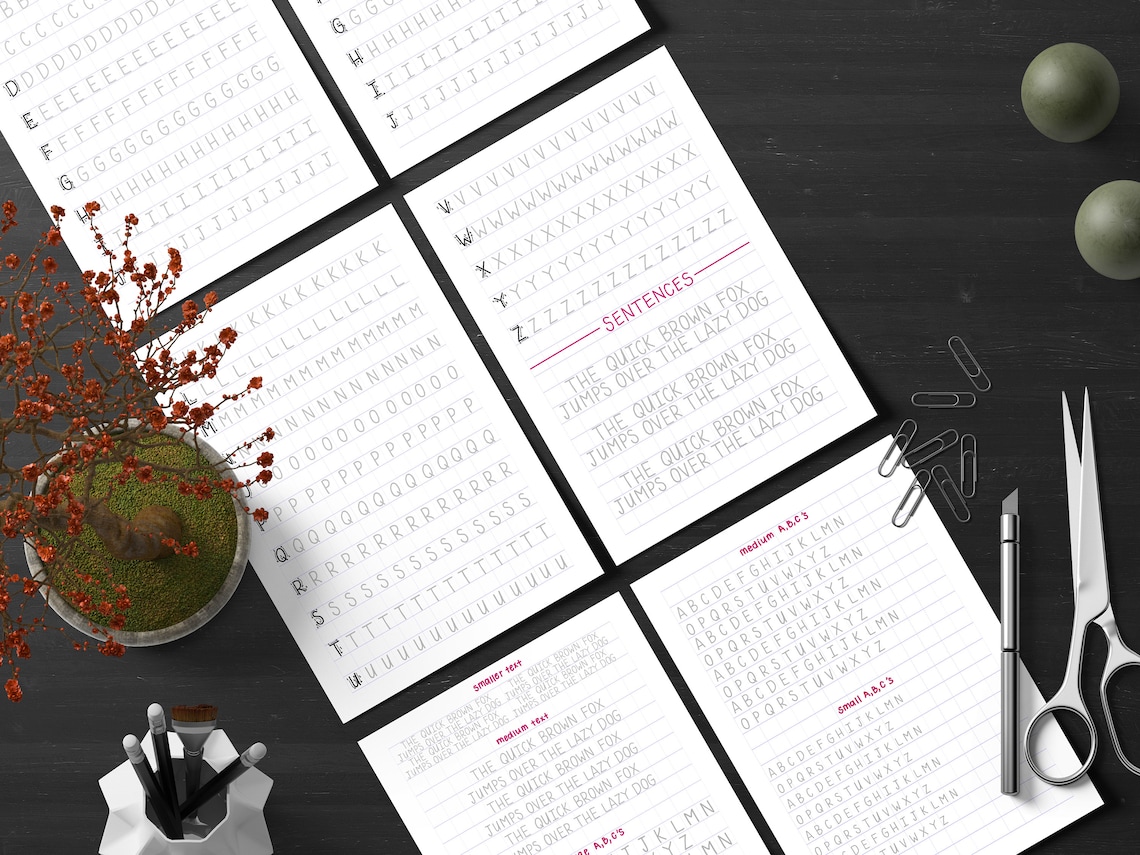 Uppercase Handwriting Template Essynotes Style - Etsy