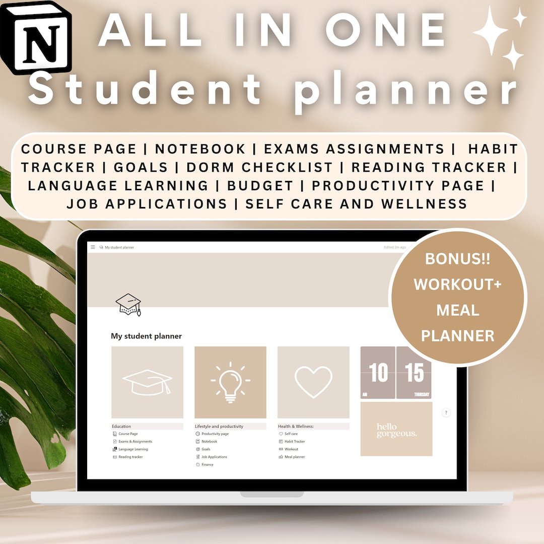 Notion Template | Student Planner | Notion Dashboard | Academic Planner ...
