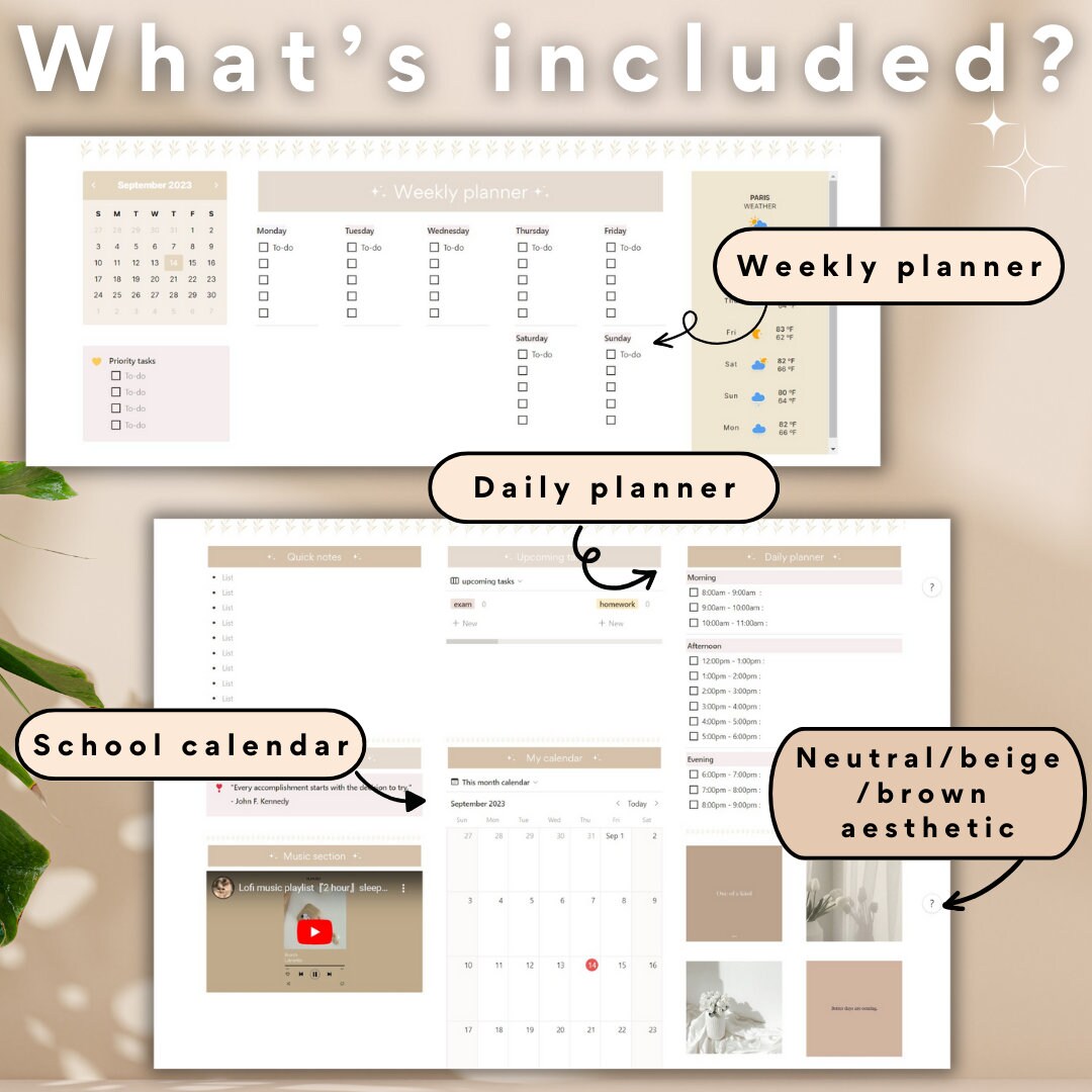 Notion Template Student Planner Notion Dashboard - Etsy