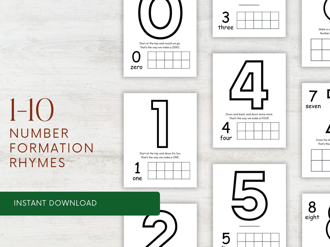 1-10 Number Recognition, Number Formation Rhymes, Math Worksheets ...