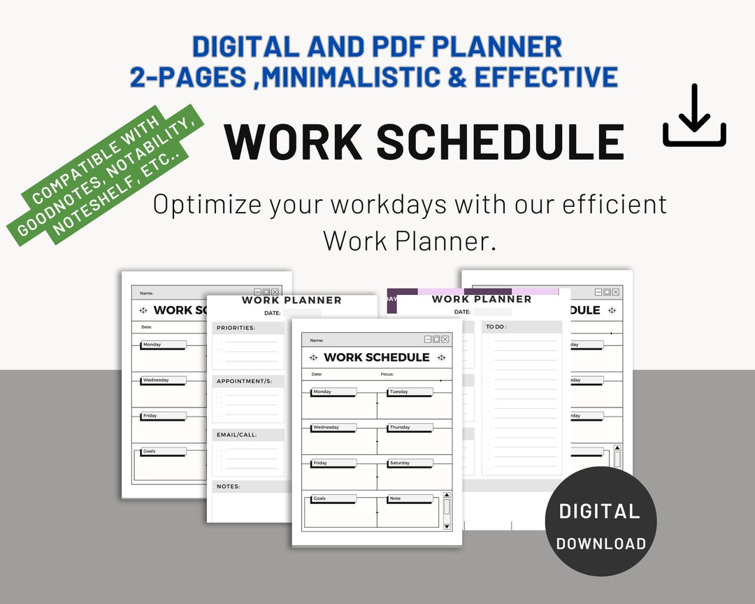 2023 - 2024 Work Planner Printable | Work Schedule| Office Organizer ...