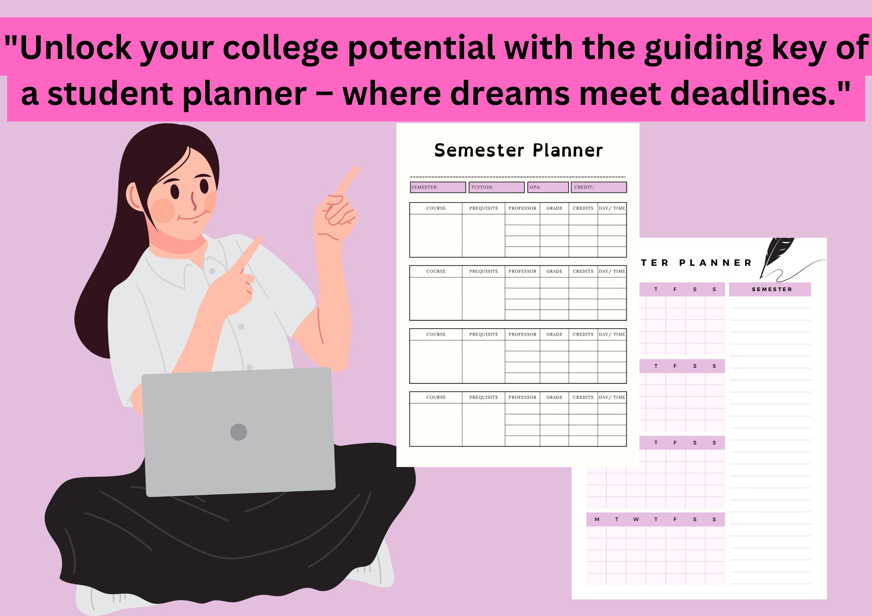 2023 - 2024, Student Planner and Guide | Academic Planner Semester ...