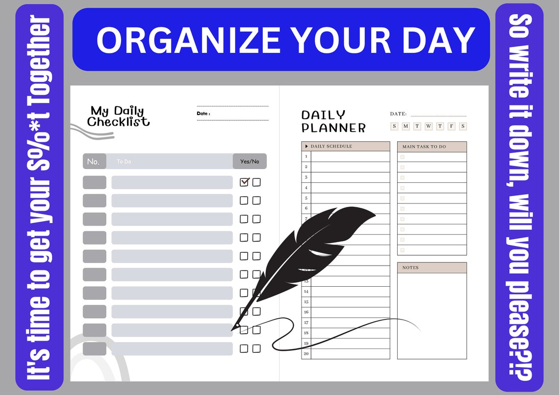 2023 - 2024, Daily Planner & Checklist, Printable Fillable, Daily to Do ...