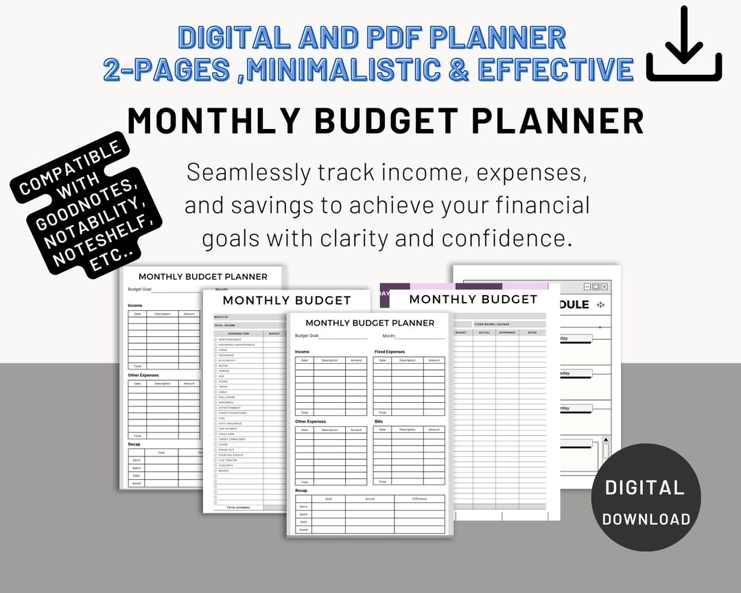 2023 - 2024 Digital & PDF Budget Planner | Minimalist Budget Planner ...