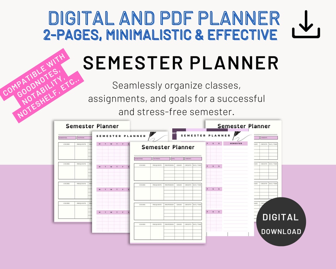 2023 - 2024, Student Planner and Guide | Academic Planner Semester ...
