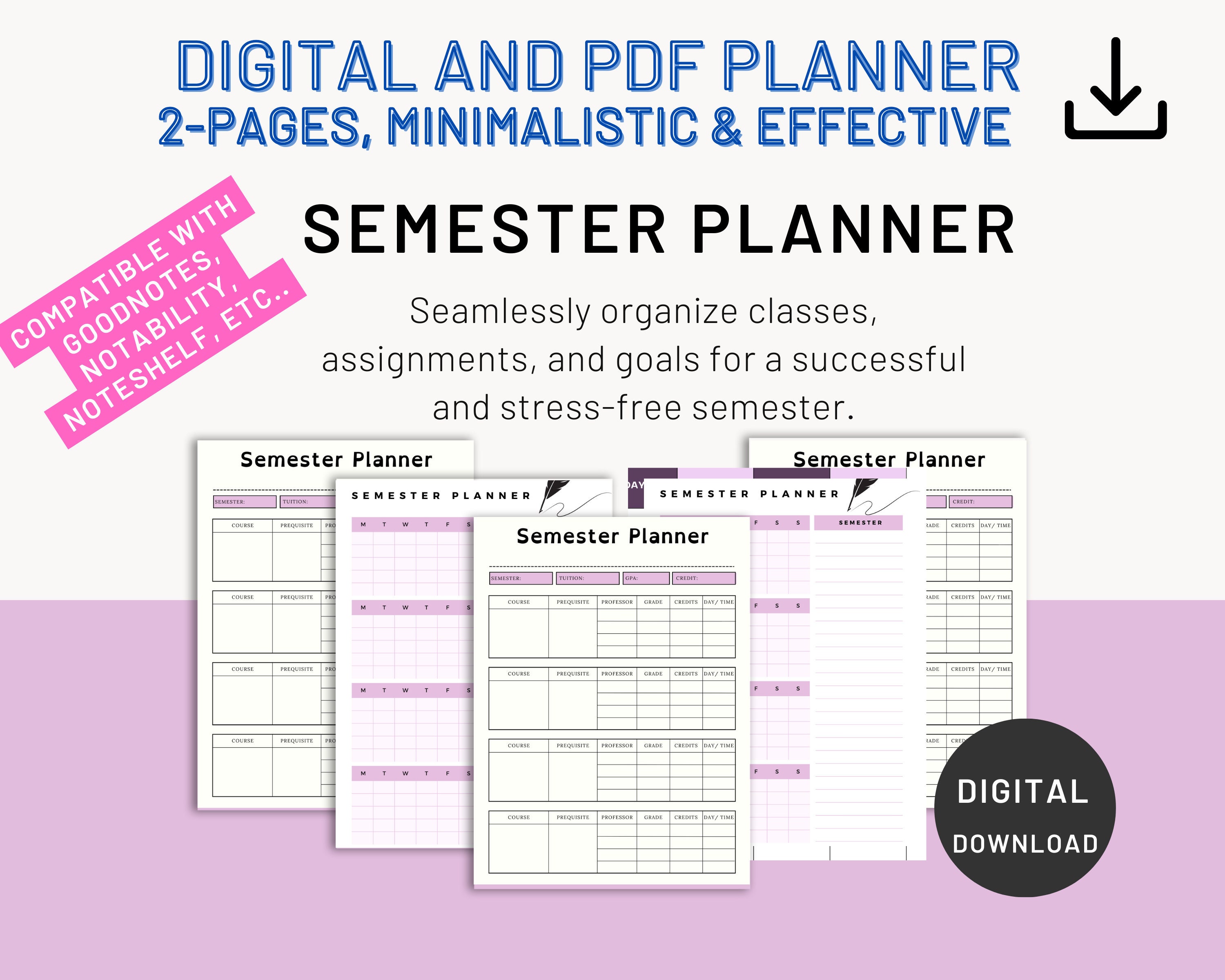 2023 - 2024, Student Planner and Guide | Academic Planner Semester ...