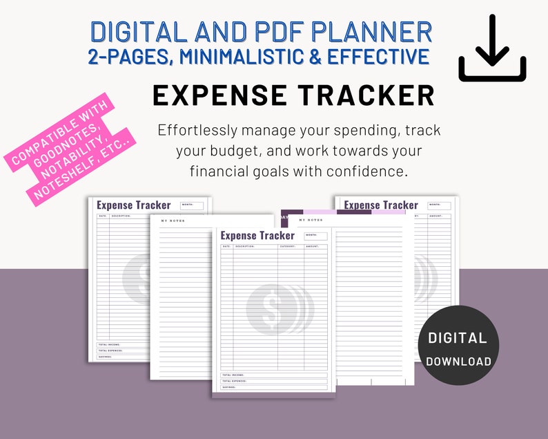 2023 -2024, Digital Expense Tracker Planner, iPad Digital Planner, 2023 ...