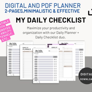2023 - 2024, Daily Planner & Checklist, Printable Fillable, Daily to Do ...