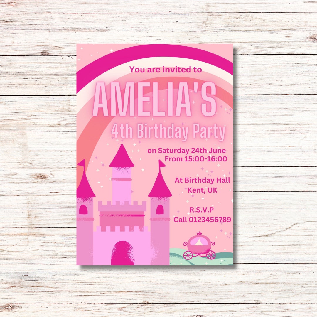 Pink Castle-themed Party Invite - Etsy