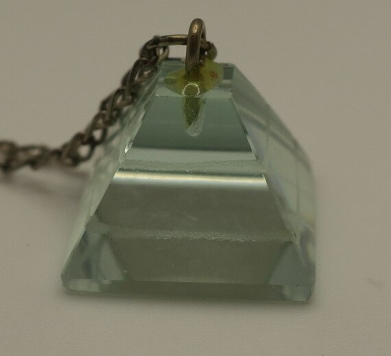 Clear Glass Pyramid Pendant Necklace - Gem