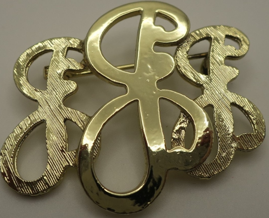 Gold Tone Letter J Pin Brooch - Etsy