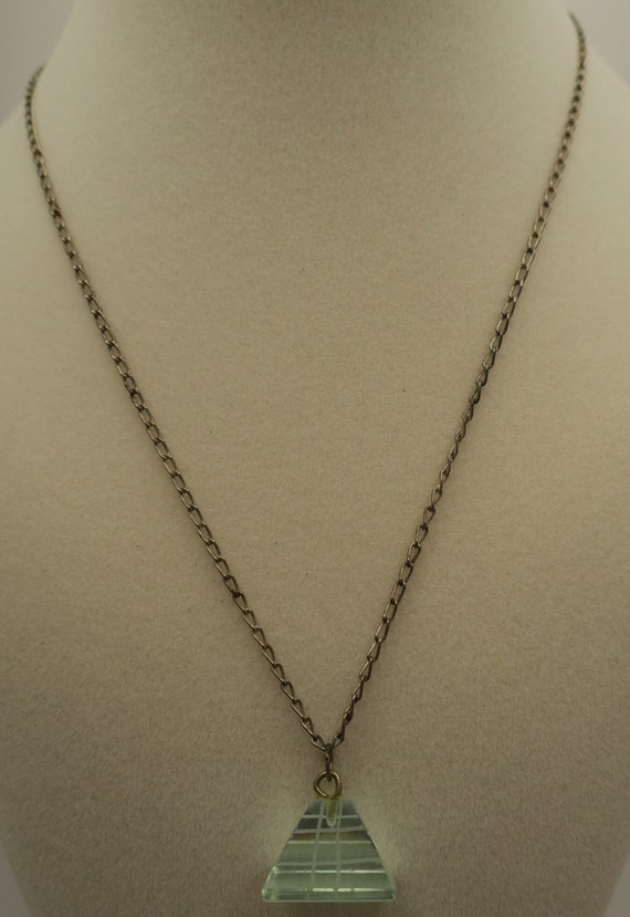 Clear Glass Pyramid Pendant Necklace - Gem