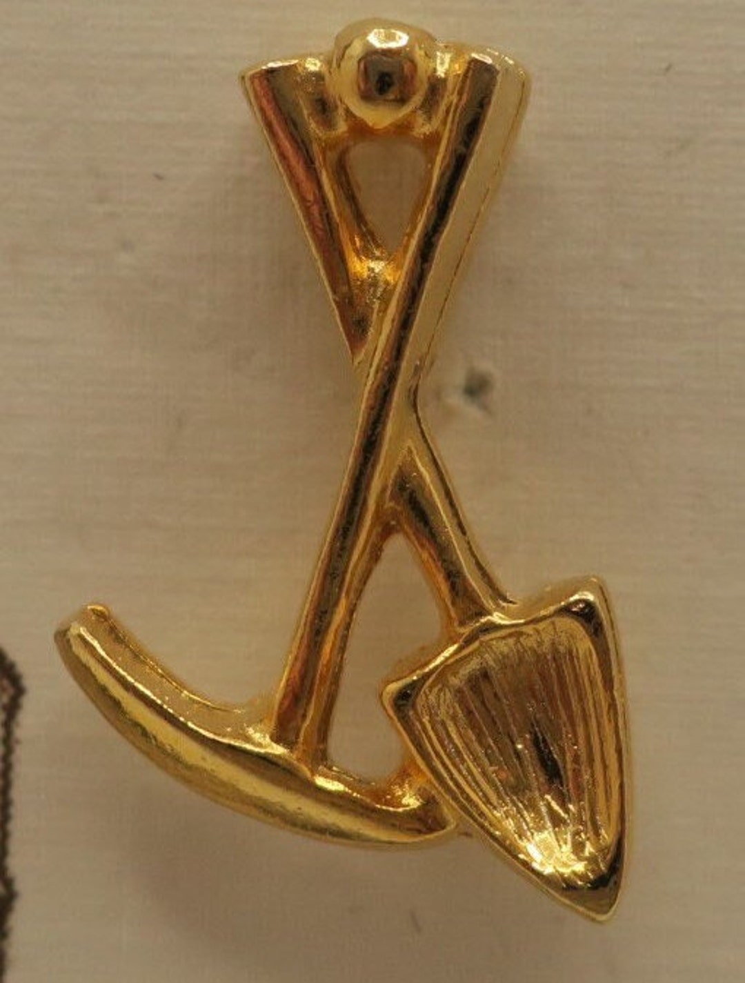 Vintage Gold Tone Pink and Shovel Pin - Etsy