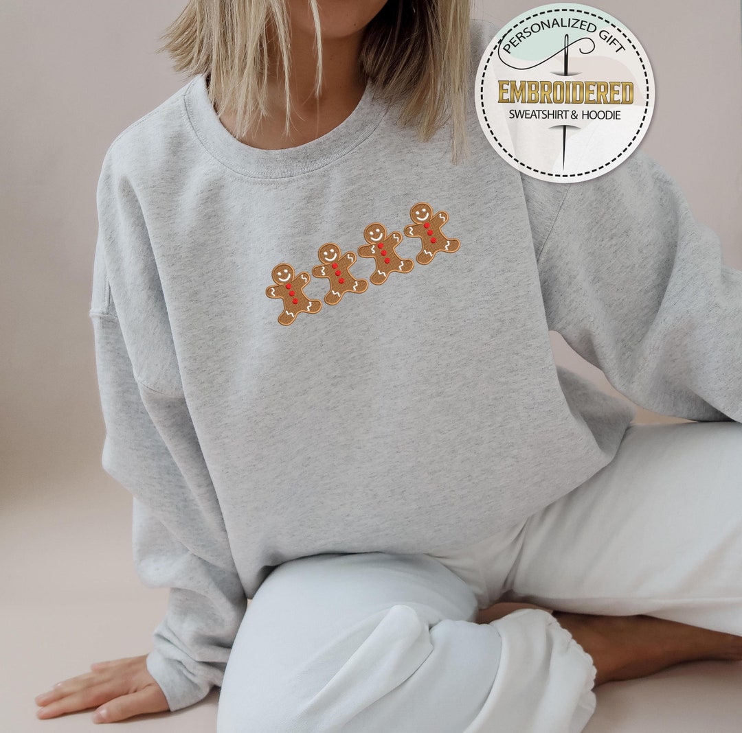 Embroidery Gingerbread Hoodie, Christmas Sweatshirt, Cookies Youth ...
