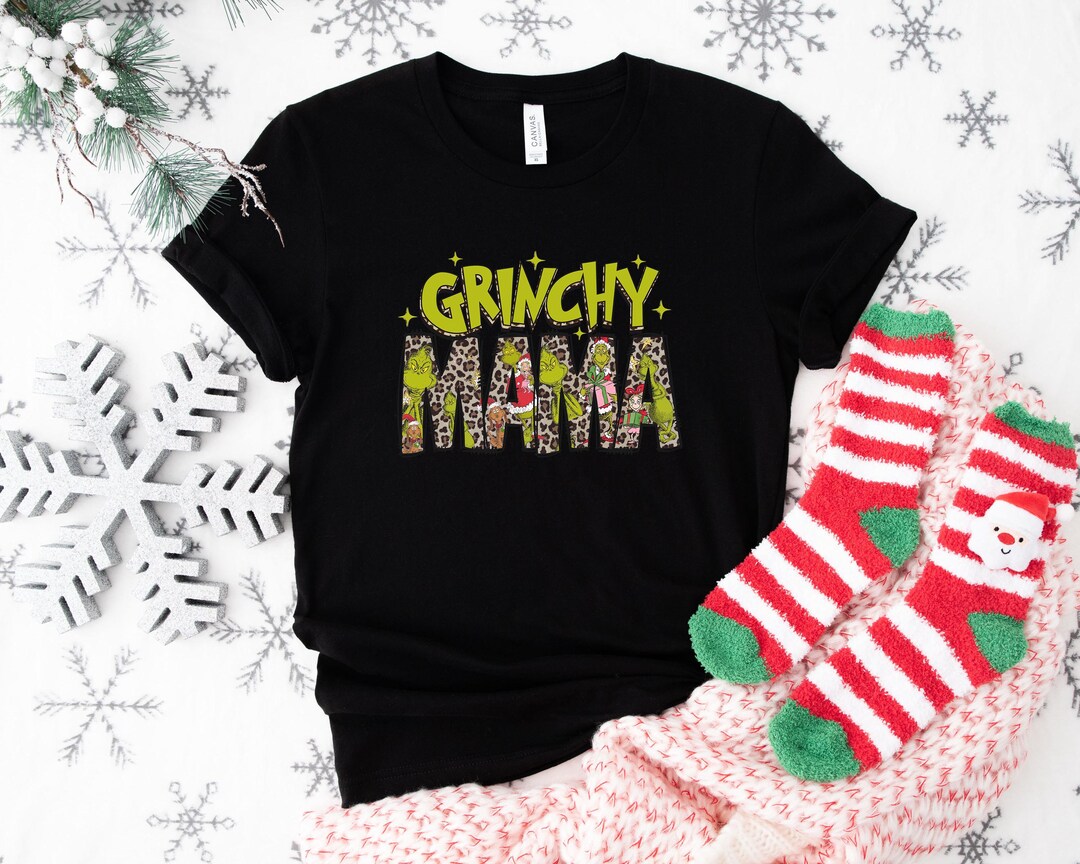 Grinchy Mama Shirt, Grinchmas Tshirt, Xmas Party Tee, New Year Shirt, Christmas Pajamas Shirt ...