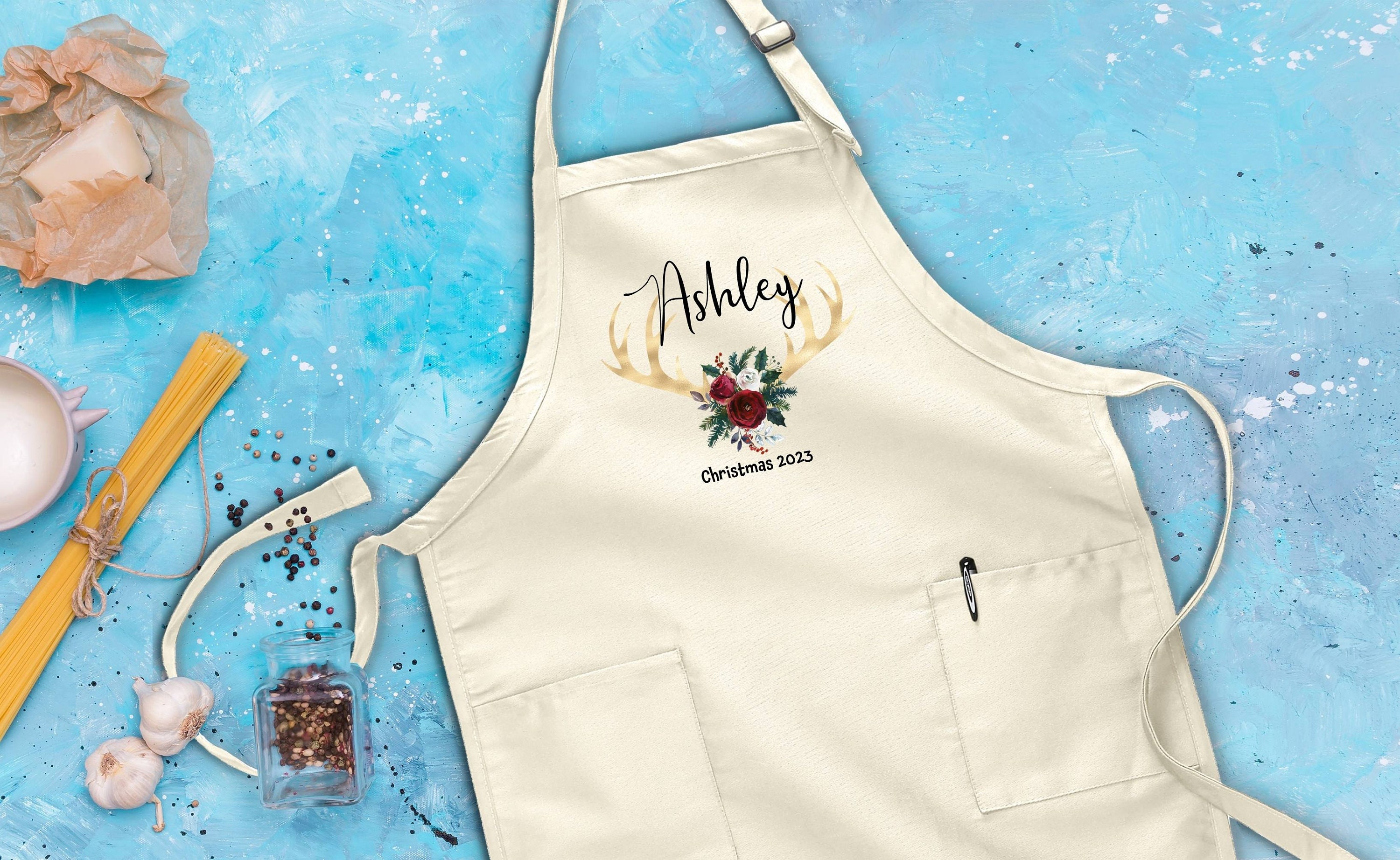 Personalized Apron, Name Apron, Christmas Apron, Custom Kitchen Apron ...