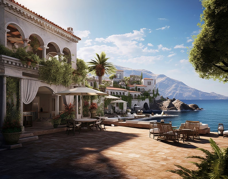 Greek Villa Scene Downloadable Digital Print 17x11 - Etsy