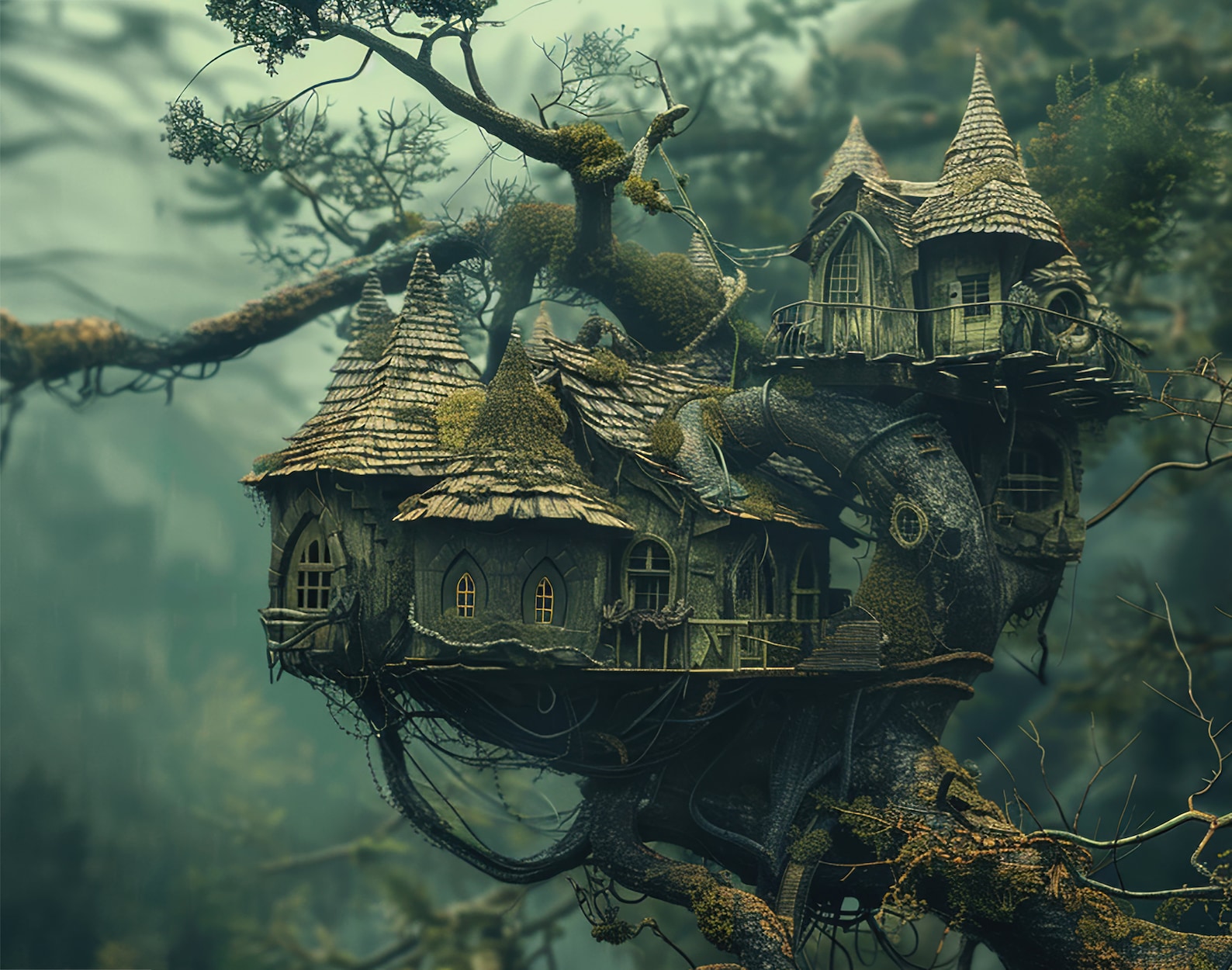 Woodland Treehouse Downloadable Digital Print 14x11 - Etsy