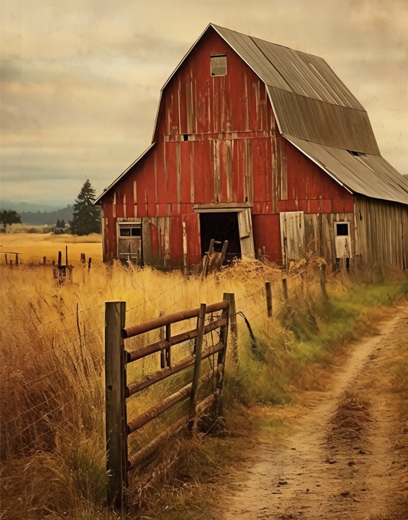 Old Red Barn Downloadable Print 11x17 - Etsy