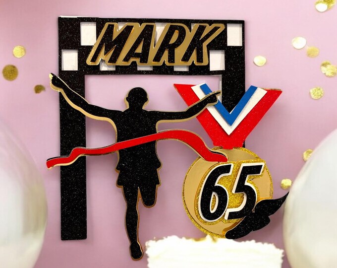Custom Runner Cake Topper| Personalized Cake Topper With Name and Age ...
