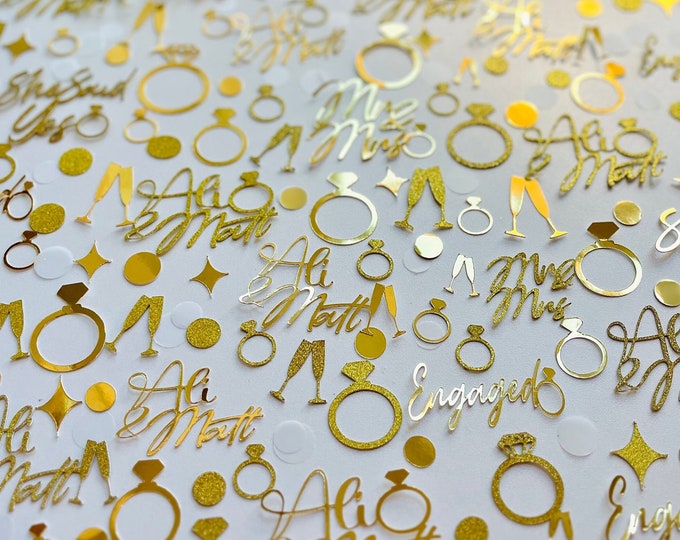 Personalized Confetti W/ 2 Names 100 Pcs she Said Yes Confetti ...