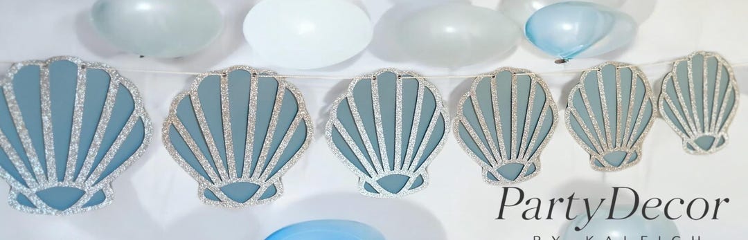 Seashell Banner: Glitter Coastal Bachelorette Party Decorations - Etsy