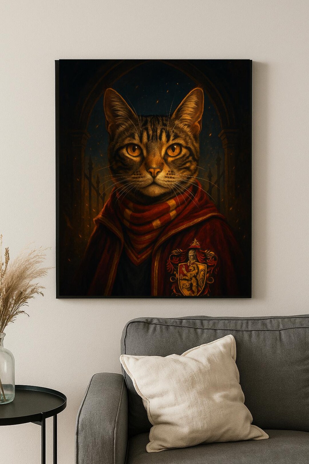 Gryffindor Cat Digital Poster – Wizard Cat Wall Art From Real Pet ...