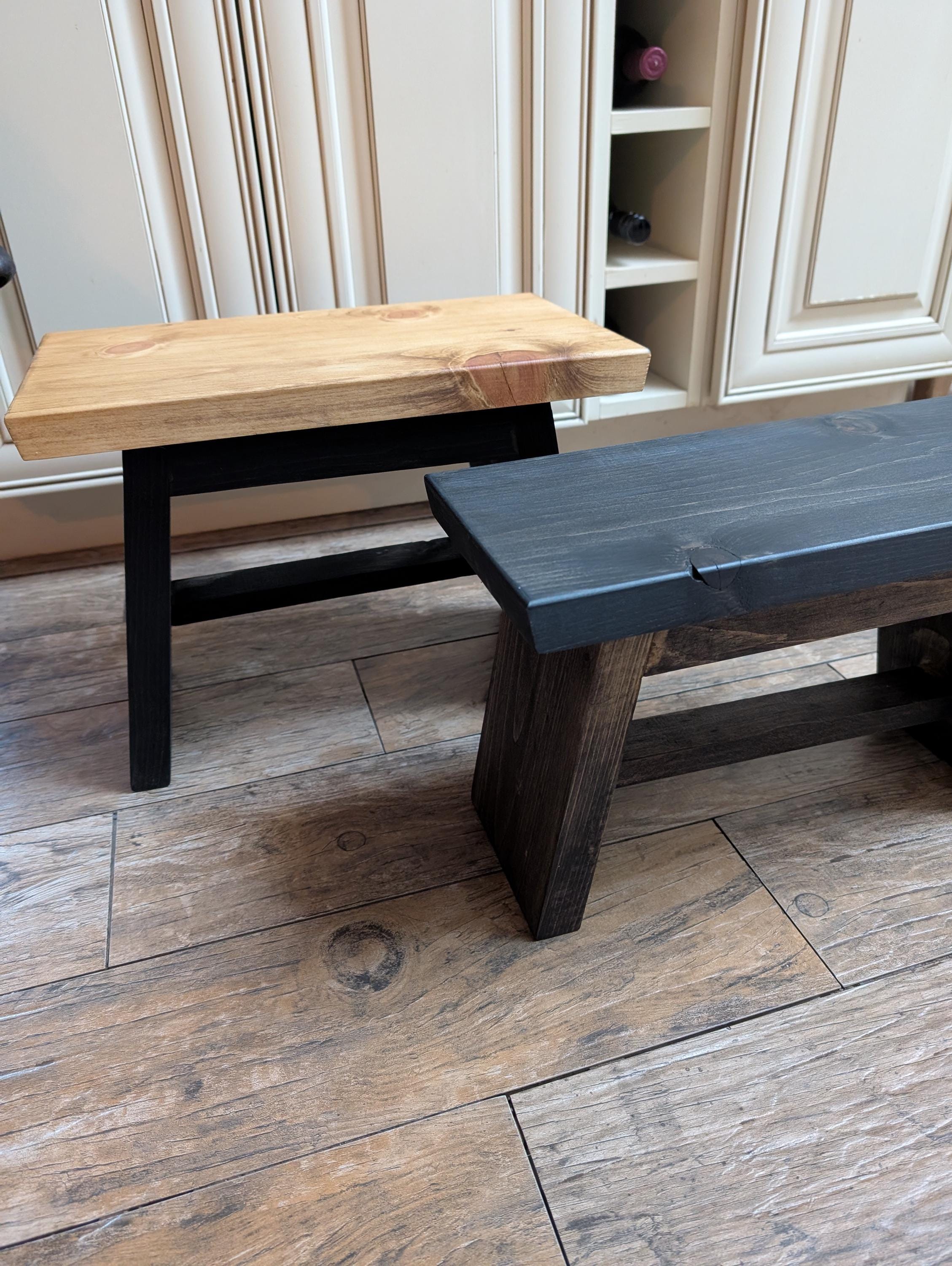 Handcrafted Rustic Wooden Step Stool: Farmhouse Kitchen Decor (15.5x8 ...